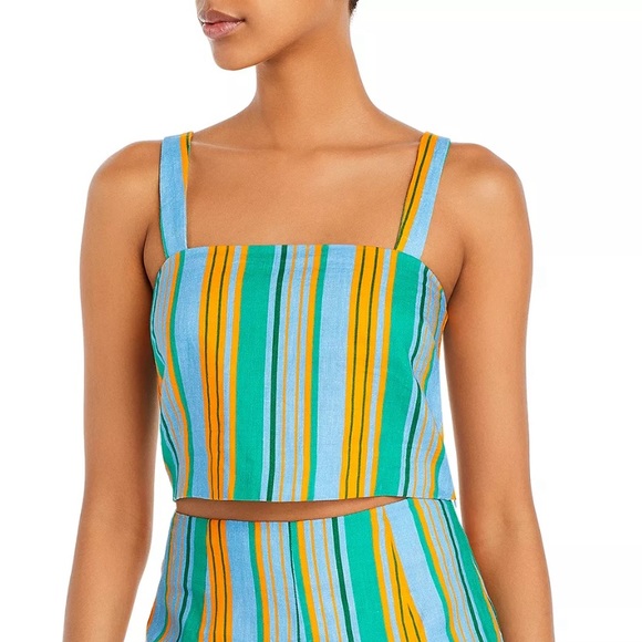 STAUD | Tops | Staud Rigina Linen Stripe Crop Top Ibiza Stripe Size 4 ...